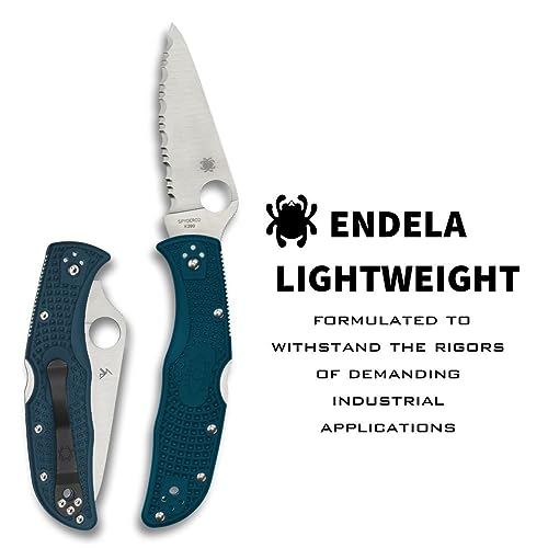 Spyderco Endela Lightweight Folding Knife with K390 Premium Steel Blade and Durable Blue FRN Handle - SpyderEdge - C243FSK390