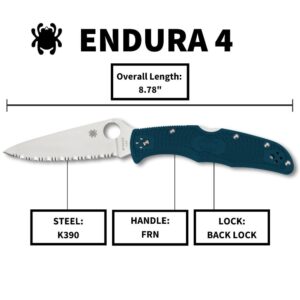 Spyderco Endura 4 Lightweight Folding Knife with K390 Premium Steel Blade and Durable Blue FRN Handle - C10FSK390