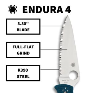 Spyderco Endura 4 Lightweight Folding Knife with K390 Premium Steel Blade and Durable Blue FRN Handle - C10FSK390