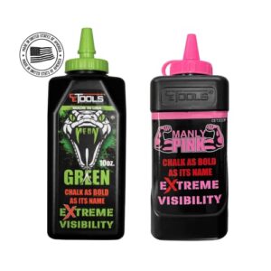 CE TOOLS Mean Green & Manly Pink EXTREME VISIBILITY Marking Chalks - 10 oz (283.5)- Made in USA Give Me Two Bundle