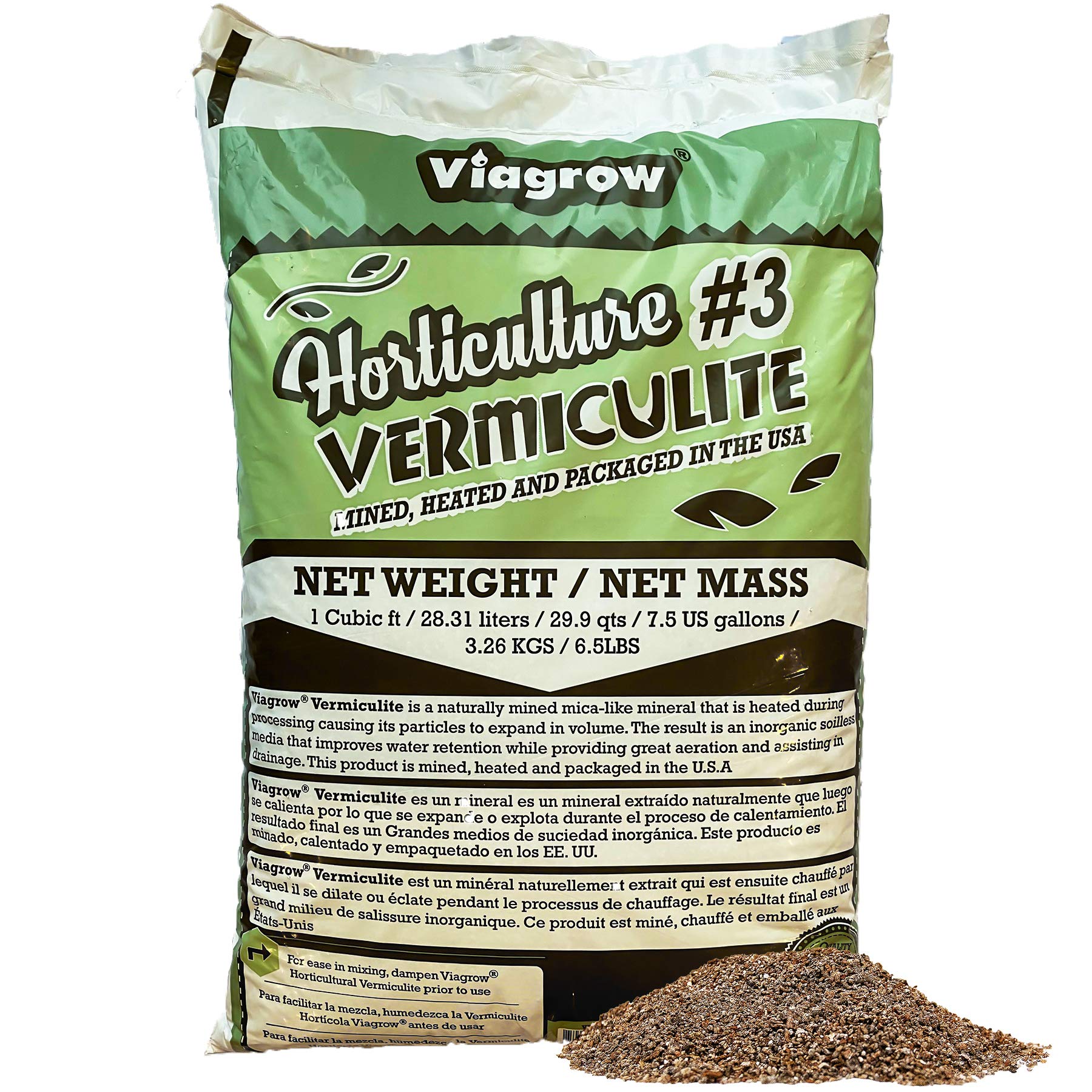 Viagrow Horticultural Vermiculite, 29.9 Quarts/ 1 cubic FT / 7.5 gallons / 28.25 liters