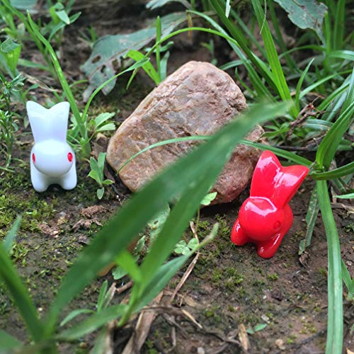 20pcs Mini Rabbit Figurine Micro Landscape Figurine Miniature Garden Figurines Bunny Rabbit Statues Micro Landscape Miniature Bonsai Ornament Ornaments Animal Fairy Garden Cartoon