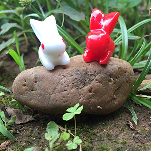 20pcs Mini Rabbit Figurine Micro Landscape Figurine Miniature Garden Figurines Bunny Rabbit Statues Micro Landscape Miniature Bonsai Ornament Ornaments Animal Fairy Garden Cartoon