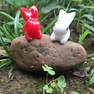 20pcs Mini Rabbit Figurine Micro Landscape Figurine Miniature Garden Figurines Bunny Rabbit Statues Micro Landscape Miniature Bonsai Ornament Ornaments Animal Fairy Garden Cartoon