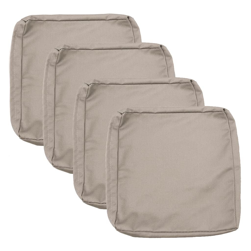 Sqodok Patio Cushion Covers 24x24 Waterproof Outdoor Cushion Covers for Patio Furniture 4Pack Patio Cushion Slicovers Replacement Outdoor Seat Cushion Slip Cover for Wicker Chair, Tan