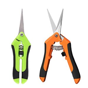 beadnova trimming scissors gardening scissors pruning snips garden sheers trim scissors plant trimmers pruners for gardening (green orange, 2 pcs)