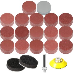 425 pieces 2 inch sanding discs grinding abrasive sandpaper sander sheets with 1 pieces 1/4 inch round shank backing pad 2 pieces soft foam buffering pads assorted grit, 40-3000 grit