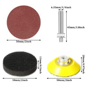 425 Pieces 2 Inch Sanding Discs Grinding Abrasive Sandpaper Sander Sheets with 1 Pieces 1/4 Inch Round Shank Backing Pad 2 Pieces Soft Foam Buffering Pads Assorted Grit, 40-3000 Grit