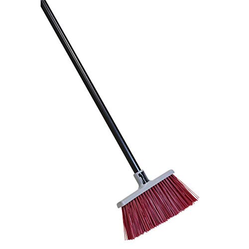 LAURALS Bulldozer Rough Surface Upright Broom, Handle 48-1/2-inch L, Red Bristle