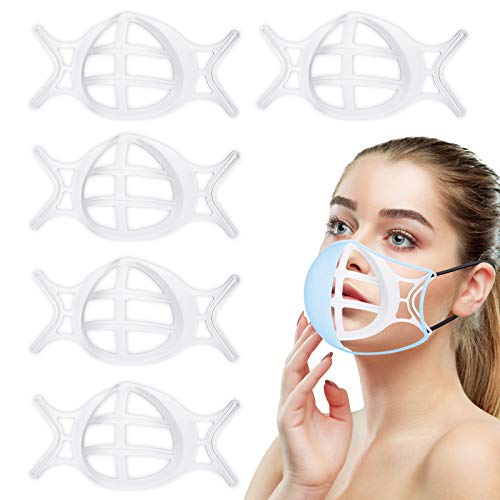 3D Mask Bracket - Mask Insert for Cloth Mask - Mouth Guard for More Breathing Space - Cool Inner Support Frame for Comfortable Wearing | Washable & Reusable 5 Pack