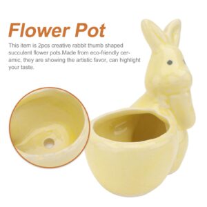 PRETYZOOM 2PCS Flowerpot Easter Planter pots Decorative Pot Ceramic Pot Ceramic Succulent Pot Easter Plant Pot Mini Planter Easter Bunny Figure Succulent Flower Pot Animal Ceramics Bracket