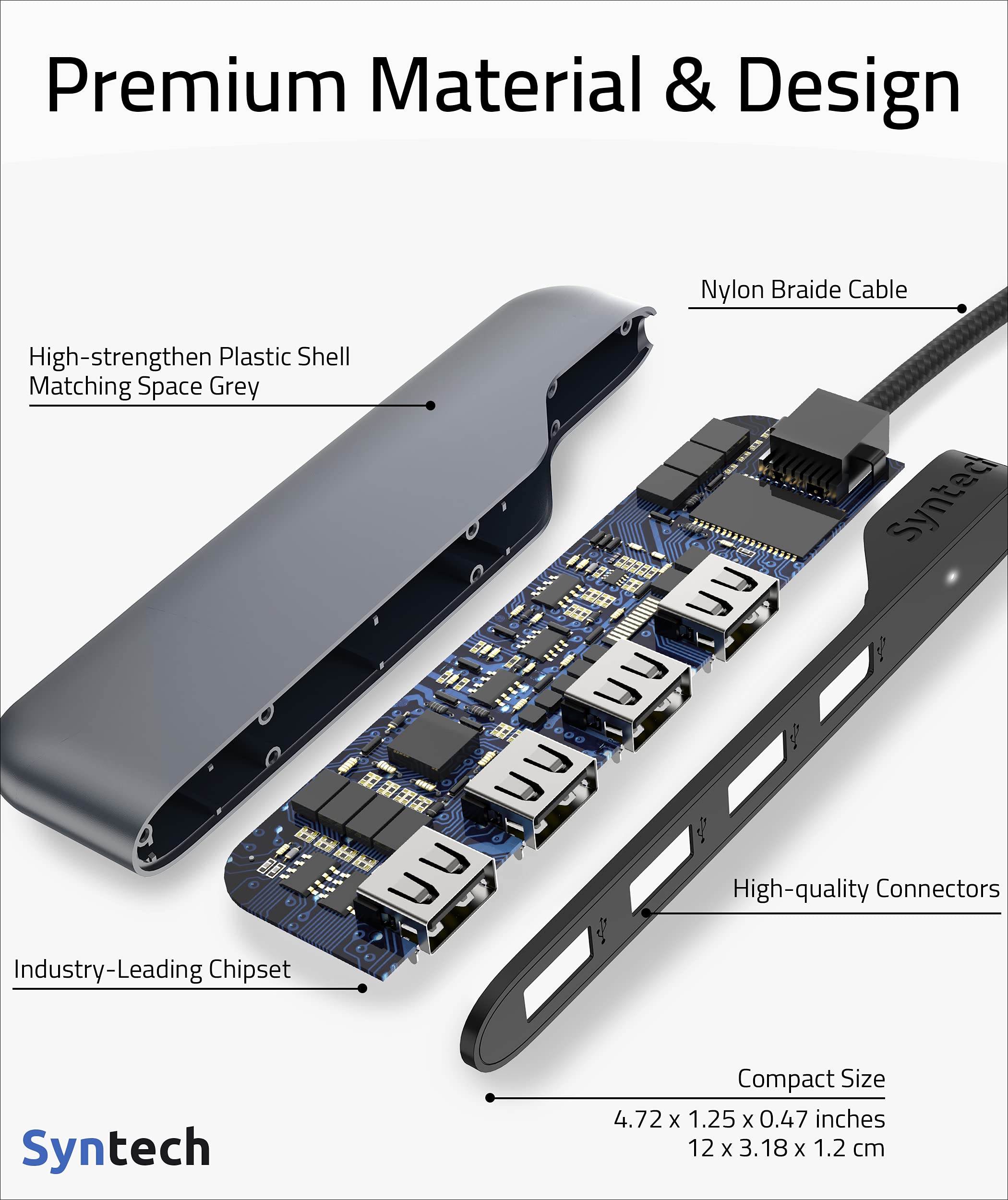 USB C to USB Hub 4 Ports, Syntech Type C to USB 3.0 Hub with a USB C to USB Adapter (USB 2.0), Thunderbolt 3 to USB Hub, iPad Pro, iMac