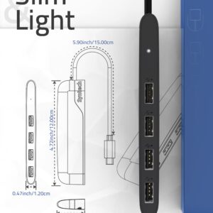 USB C to USB Hub 4 Ports, Syntech Type C to USB 3.0 Hub with a USB C to USB Adapter (USB 2.0), Thunderbolt 3 to USB Hub, iPad Pro, iMac