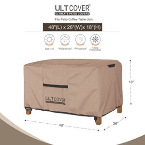 ULTCOVER Patio Coffee Table Cover, Waterproof Rectangular Outdoor Small Side Table Cover 48x26x18 inch