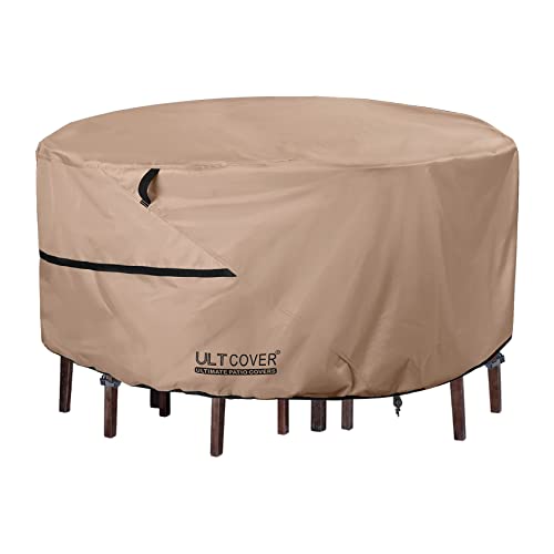 ULTCOVER Round Patio Furniture Cover - Outdoor Waterproof Table with Chair Set Cover 108 inch