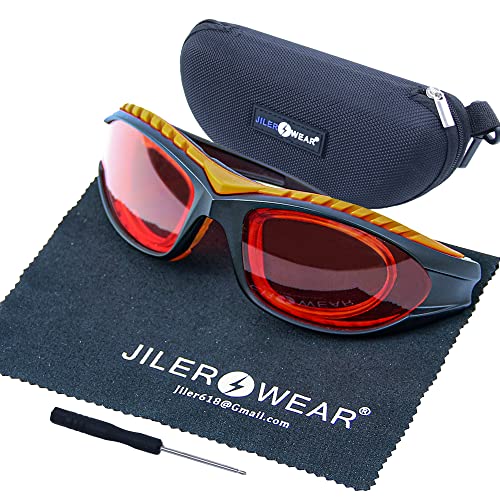 JILERWEAR Professional 180nm-540nm OD 6+ Violet/Blue/Green Laser Safety Glasses for 405nm, 445nm, 450nm,473nm, 532nm Laser Lightweight and Fashion Design