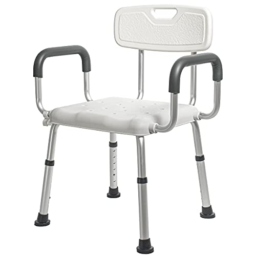 Morimoe Shower Chair for Elderly,Wide Seat,Easy Assembly,Adjustable Height,Non-Slip Feet