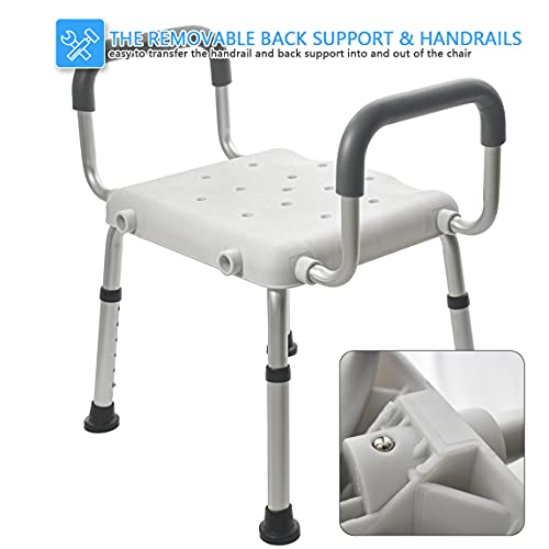 Morimoe Shower Chair for Elderly,Wide Seat,Easy Assembly,Adjustable Height,Non-Slip Feet