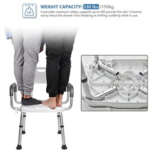 Morimoe Shower Chair for Elderly,Wide Seat,Easy Assembly,Adjustable Height,Non-Slip Feet