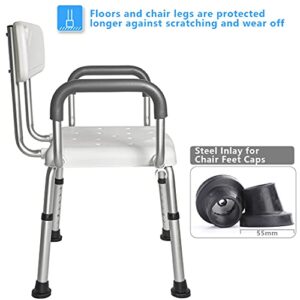 Morimoe Shower Chair for Elderly,Wide Seat,Easy Assembly,Adjustable Height,Non-Slip Feet