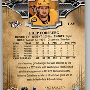 2020-21 Upper Deck Artifacts #22 Filip Forsberg Nashville Predators Official NHL Hockey Trading Card From The UD Company in Raw (NM Near Mint or Better) Condition