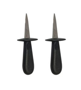 laguiole premium dishwasher safe stainless steel set of 2 oyster knives shuckers, black handle by clermont coutellerie