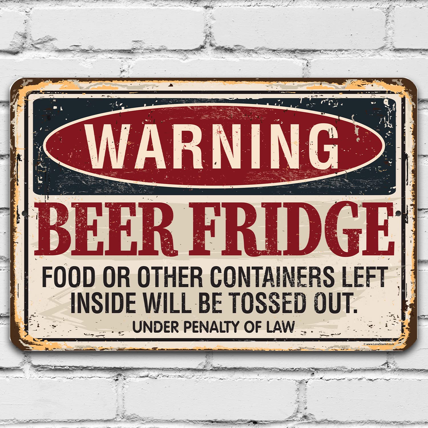 Metal Sign - Warning Beer Fridge - Durable Metal Sign - Use Indoor/Outdoor - Makes a Funny Bar or Man Cave Decor and Housewarming Gift Under $20 (8" x 12")