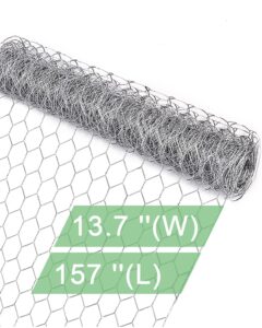 garden poultry chicken wire netting - 13.7 '' × 157 '' garden fence animal barrier, chicken wire for crafts, 1 inch mesh poultry netting fence, pet/rabbit/chicken wire fencing