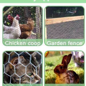 Garden Poultry Chicken Wire Netting - 13.7 '' × 157 '' Garden Fence Animal Barrier, Chicken Wire for Crafts, 1 inch Mesh Poultry Netting Fence, Pet/Rabbit/Chicken Wire Fencing