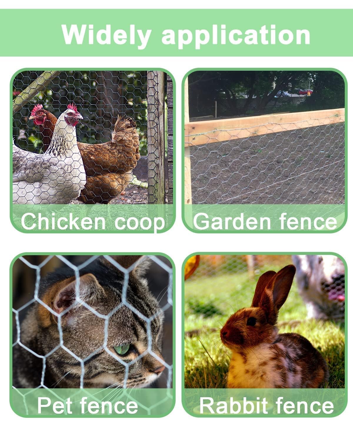 Garden Poultry Chicken Wire Netting - 13.7 '' × 157 '' Garden Fence Animal Barrier, Chicken Wire for Crafts, 1 inch Mesh Poultry Netting Fence, Pet/Rabbit/Chicken Wire Fencing