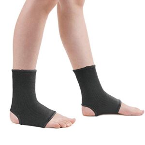 luwint kid compression ankle brace - knitted ankle sleeve sock support for sprains arthritis tendonitis running fitness, 1 pair black