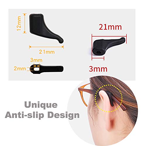 SAIGO Anti-slip Ear Hooks Holder Eyeglasses Retainers Silicone Glasses Temple Holders for Glasses Sunglasses 10 pairs, White