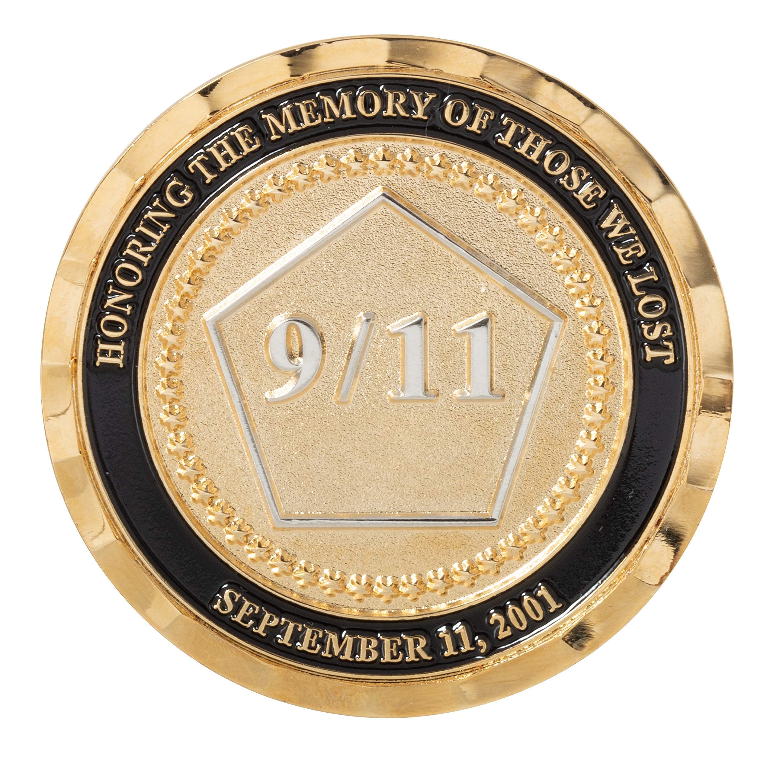 Never Forget 9/11 United We Stand Challenge Coin and Blue Velvet Display Box