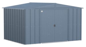 arrow classic steel storage shed, 10x8, blue grey