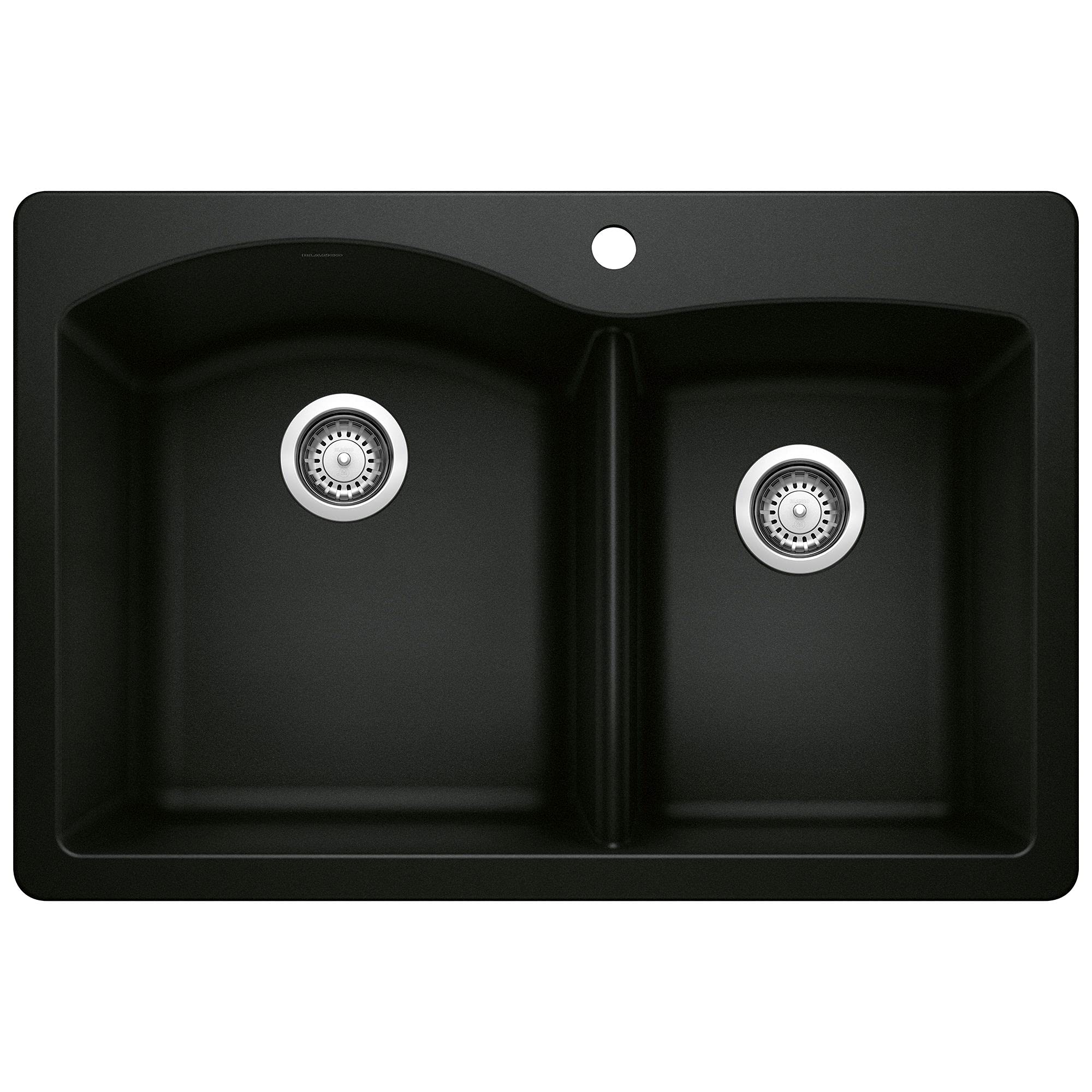 BLANCO Diamond Silgranit 60/40 Double Bowl Undermount or Drop-In Kitchen Sink, 33x22x9.5, Coal Black