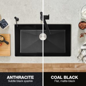 BLANCO Diamond Silgranit 60/40 Double Bowl Undermount or Drop-In Kitchen Sink, 33x22x9.5, Coal Black