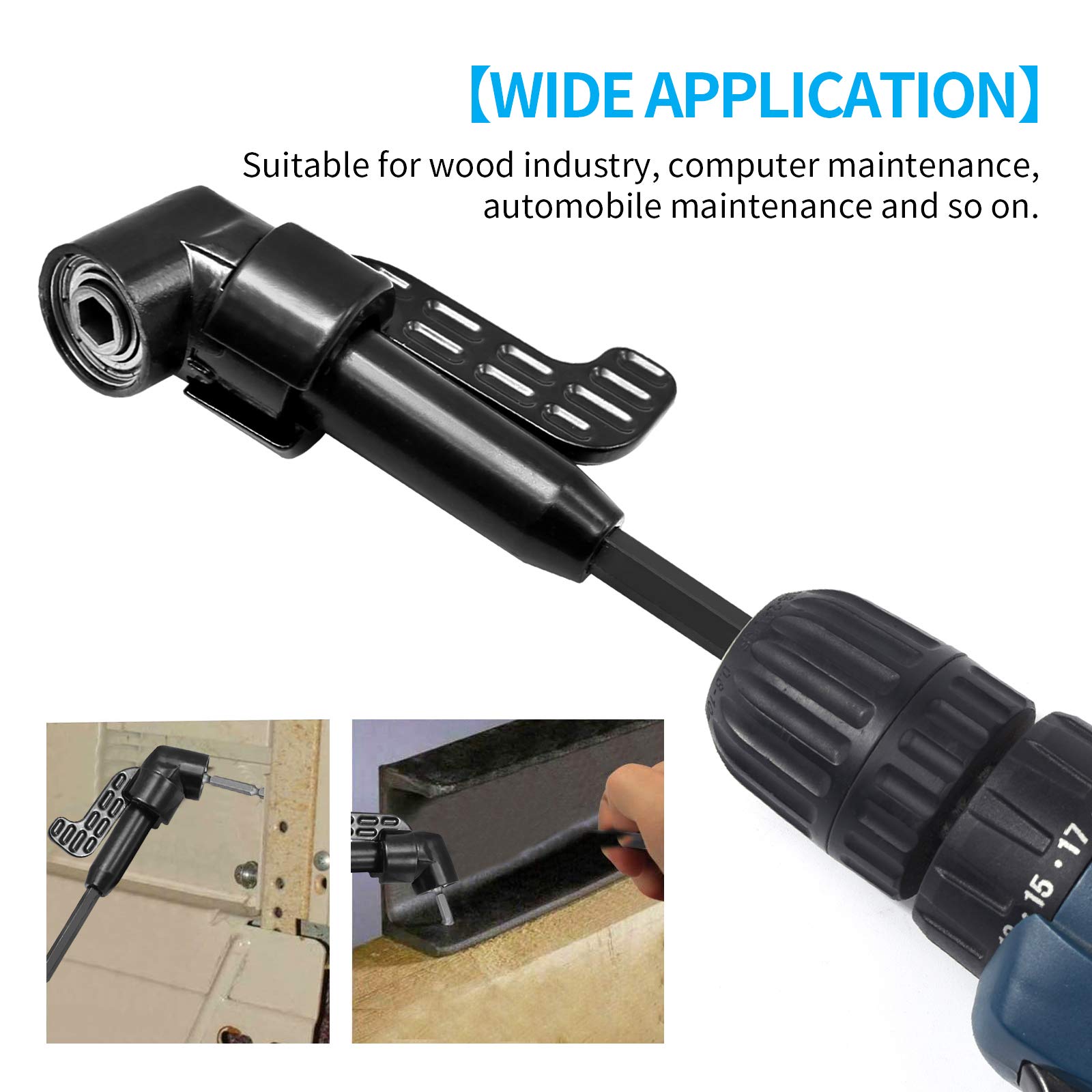 105 Degree Right Angle Drill Adapter, 1/4" Hex Shank Right Angle Drill Attachment for Screwdriver Bits, Drive Socket Adapter