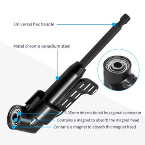 105 Degree Right Angle Drill Adapter, 1/4" Hex Shank Right Angle Drill Attachment for Screwdriver Bits, Drive Socket Adapter