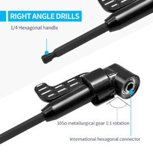 105 Degree Right Angle Drill Adapter, 1/4" Hex Shank Right Angle Drill Attachment for Screwdriver Bits, Drive Socket Adapter