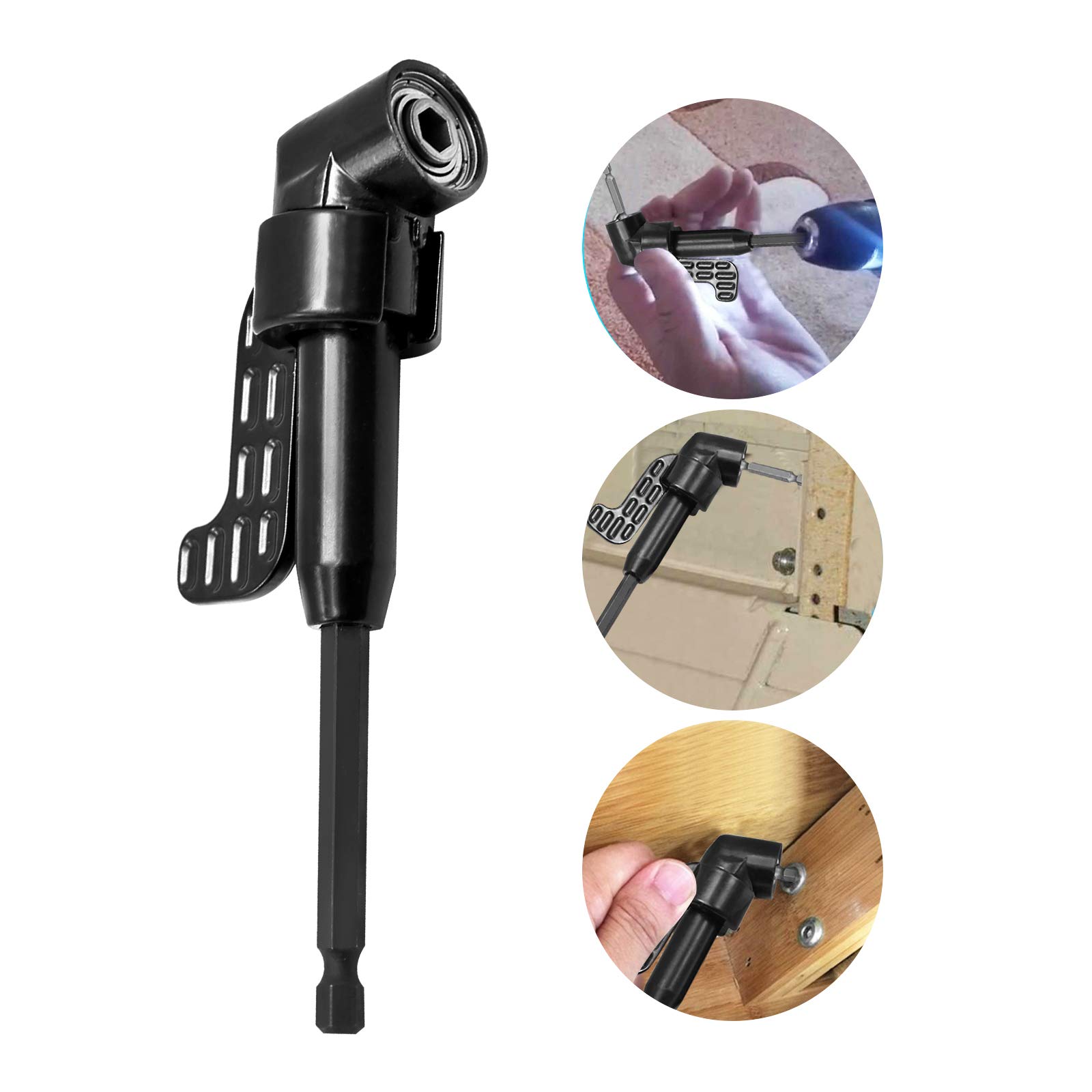 105 Degree Right Angle Drill Adapter, 1/4" Hex Shank Right Angle Drill Attachment for Screwdriver Bits, Drive Socket Adapter