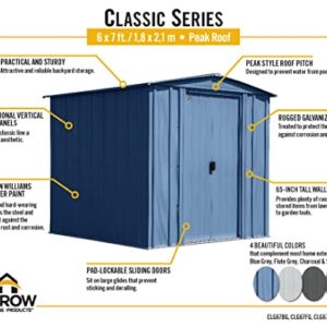 Arrow Classic Steel Storage Shed, 6x7, Blue Grey