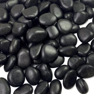 fantian 5 lb black pebbles for indoor plants, 1-2 inch decorative black river rocks for plants, garden landscaping, potted plant, vase filler, yard walkway, paving rocks and outdoor decorative stones