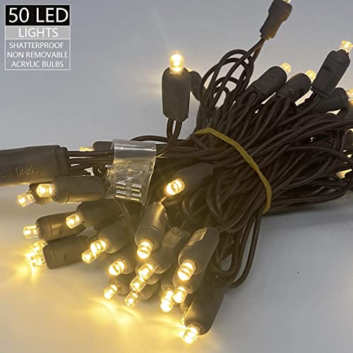 UL Certified LED Christmas String Lights, 17 Feet 50 Count 5MM Wide Angle Christmas Light Set, Brown Wire, Connectable String Light for Patio Garden Wedding Holiday (Warm White)