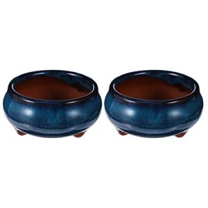 yardwe 2pcs purple clay flower pot pottery planters glazed plant pots planters for indoor plants succulent flowerpot ceramic garden pots chinese planter pot flowers ceramics planer