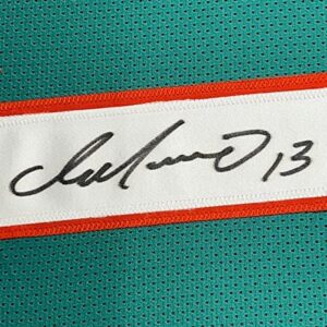 Framed Autographed/Signed Dan Marino 33x42 Miami Teal Football Jersey JSA COA