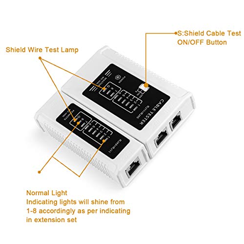 RJ45 Cable Tester Network Cable Tester Ethernet Wire Test Tool for LAN Phone RJ45 RJ11 RJ12 Cat5 Cat5e Cat6 Cat6a Cat7 UTP/Shield Cable