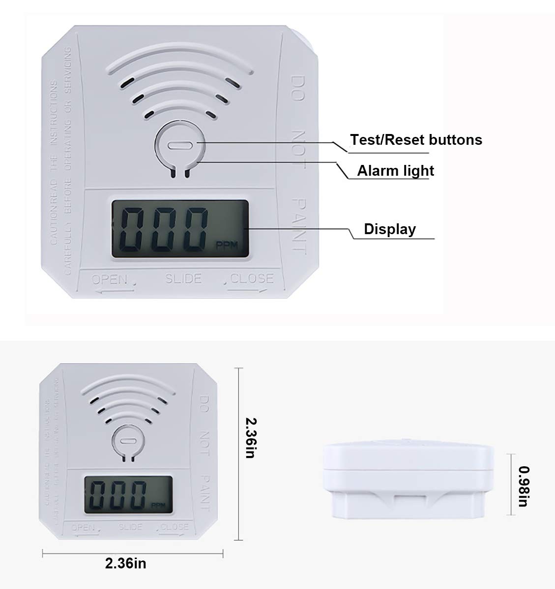 Carbon Monoxide Detector,CO Gas Monitor Alarm Detector,CO Sensor with LED Digital Display for Home,Depot,Battery Powered