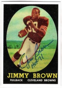 1958 topps #62 jim brown rookie card cleveland browns facsimile autograph auto reprint - football card