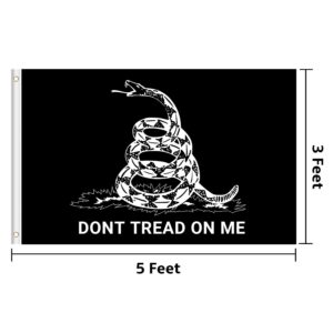 KENPMA All Black Out American Flag - Don't Tread On Me Gadsden Flag 3x5 ft 2-Pack Wall Banners House Porch Yard Lawn Decorative Sign US Outdoor Flag with Grommets - Printed Polyester Fade Proof