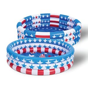 2 pack 45" x 10" inflatable kiddie pool, star american flag swimming pool for kids toddler seasonal merriment, indoor&outdoor water pool baby pool pit baby swimming pool